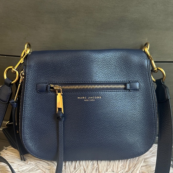 Marc Jacobs | Bags | Marc Jacobs Dark Blue Crossbody Bag With Gold ...
